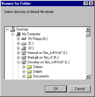 Screenshot of the Browse for Folder Window