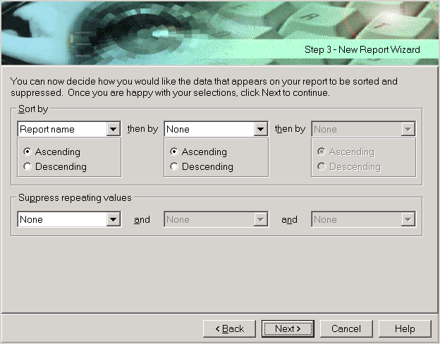 Screenshot - New Report Wizard Step 3